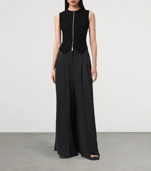 ALLSAINTS Satin Wide-leg Trousers - Black