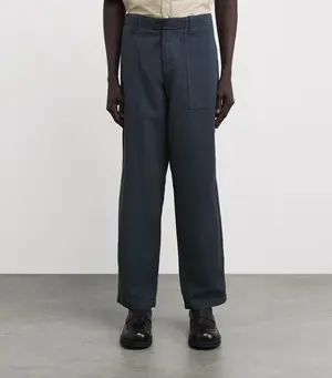Stone Island Cotton-linen Ghost Fatigue Trousers - Blue