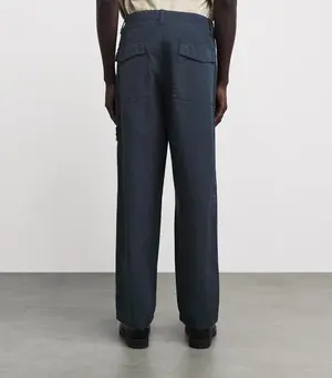 Stone Island Cotton-linen Ghost Fatigue Trousers - Blue