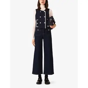 Maje Sleeveless Wool-blend Double-breasted Top