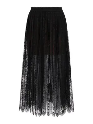 SELF-PORTRAIT Lace Midi Skirt - Black
