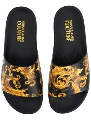 Versace Printed Slides - Black