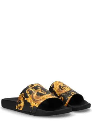 Versace Printed Slides - Black