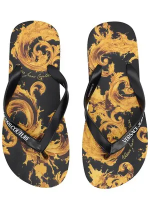 Versace Logo Thong Sandal - Black