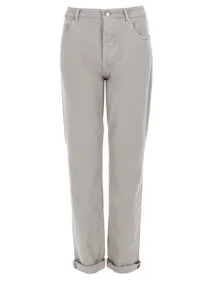 Brunello Cucinelli Cotton Denim Traditional Fit Jeans - Beige