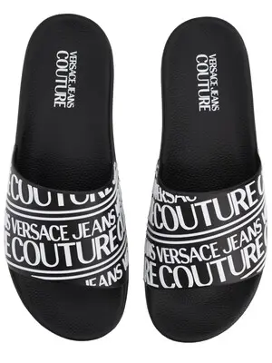 Versace Slides With Logo - Black