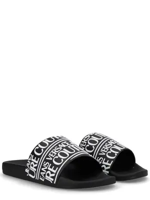 Versace Slides With Logo - Black