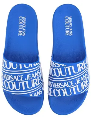 Versace Slides With Logo - Blue