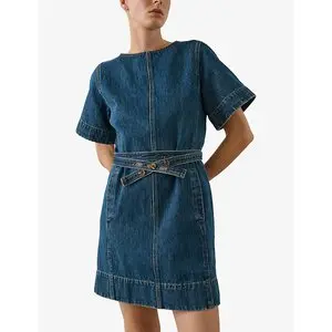Soeur Eclair Belted Denim Mini Dress