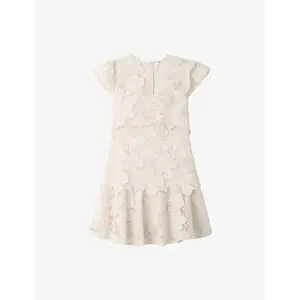 Sandro Floral V-neck Cotton-blend Mini Dress - White