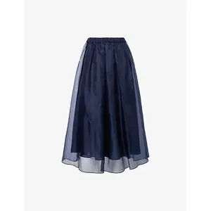 Navy Silk Skirts