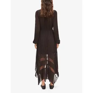 The Kooples Lace-embroidered Pleated Maxi Dress - Cafe