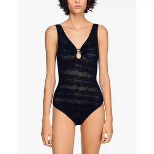 Sandro Hardware-embellished V-neck Bodysuit