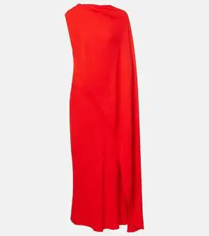 Balenciaga Open-back Caped Gown In Silk And Wool Crepe