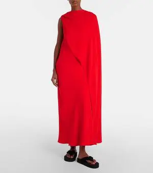 Balenciaga Open-back Caped Gown In Silk And Wool Crepe