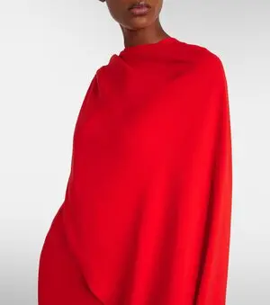 Balenciaga Open-back Caped Gown In Silk And Wool Crepe