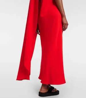 Balenciaga Open-back Caped Gown In Silk And Wool Crepe