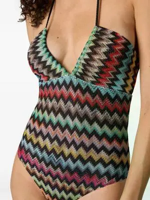 Missoni Zigzag-knit Halterneck Swimsuit - Black