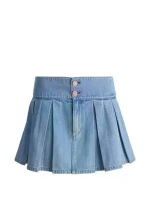 Alice + Olivia Amy Pleated Denim Mini Skirt
