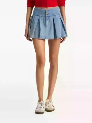 Alice + Olivia Amy Pleated Denim Mini Skirt