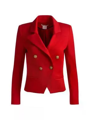 Alice + Olivia Sable Double-breasted Cropped Blazer