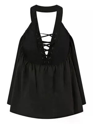 Pinko Lace-up Halterneck Top - Black