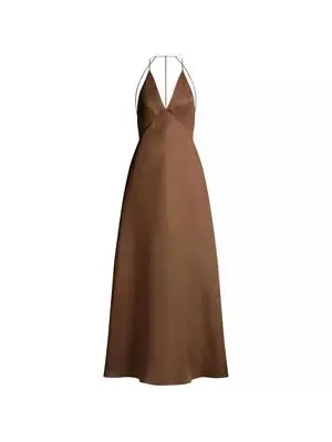 Alberta Ferretti V-neck Open-back Maxi Dress - Brown