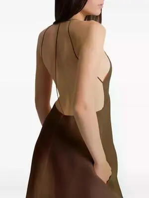Alberta Ferretti V-neck Open-back Maxi Dress - Brown