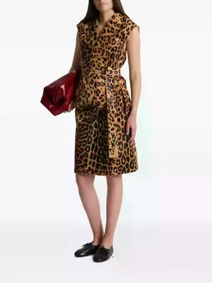 Alberta Ferretti Leopard Print Belted Gilet Jacket - Brown