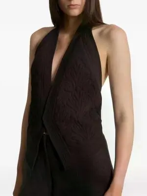 Alberta Ferretti Quilted Halterneck Waistcoat - Brown