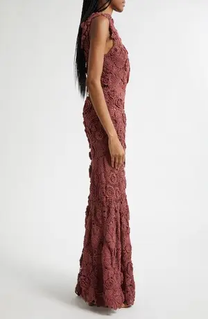 Ulla Johnson Anita Floral Crochet Gown - Agate