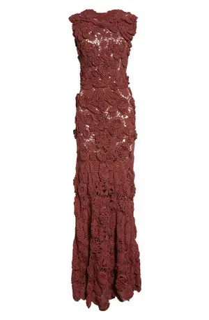 Ulla Johnson Anita Floral Crochet Gown - Agate