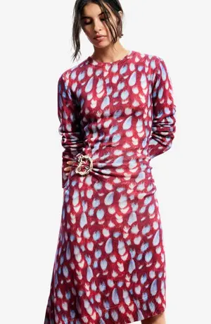 Desigual Abstract Print Long Sleeve Sweater Dress
