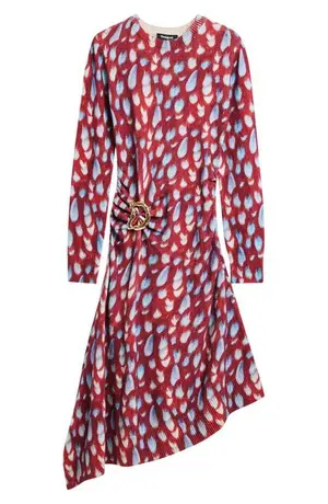Desigual Abstract Print Long Sleeve Sweater Dress