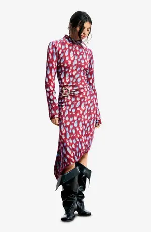 Desigual Abstract Print Long Sleeve Sweater Dress