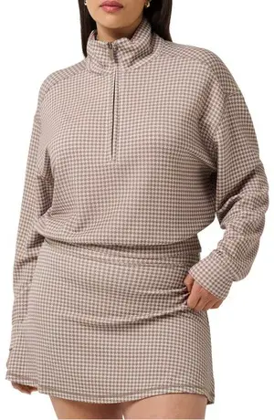 Travis Mathew Skyloft Printed Quarter-zip Sweatshirt - Walnut Multi