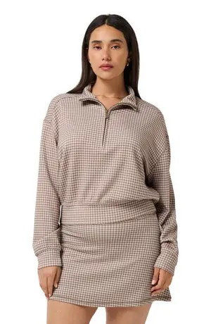 Travis Mathew Skyloft Printed Quarter-zip Sweatshirt - Walnut Multi