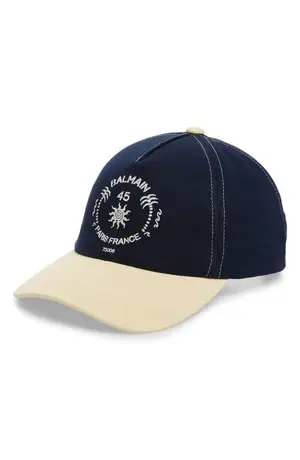 Balmain Club Logo Cotton Twill Baseball Cap - Navy Multi