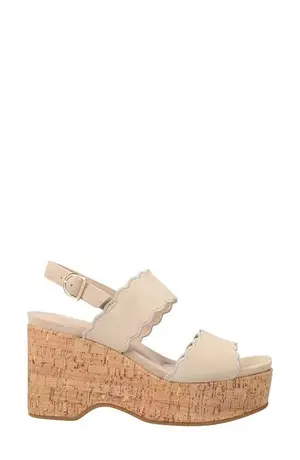 Pelle Moda Cicel Slingback Platform Wedge Sandal - Latte