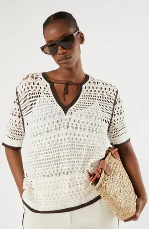 Marina Rinaldi Garza Crochet Sweater