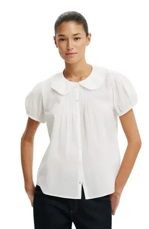 COTTON ON Edie Babydoll Shirt - White