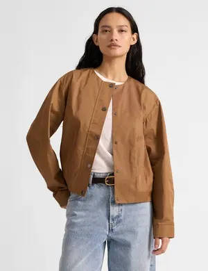 ALBARAY Pleat Hem Bomber Jacket - Tan