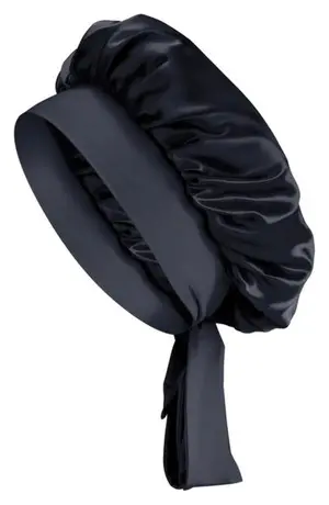 BLISSY Mulberry Silk Bonnet With Bow - Black