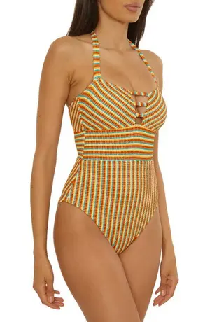 Lucky Brand Seersucker One-piece Swimsuit