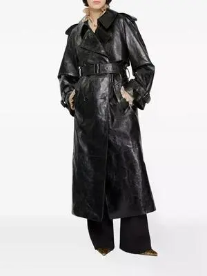 Burberry Belted Leather Trench Coat