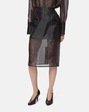 Apparis Tyra Organza Leopard Print Midi Skirt - Dark Leopard