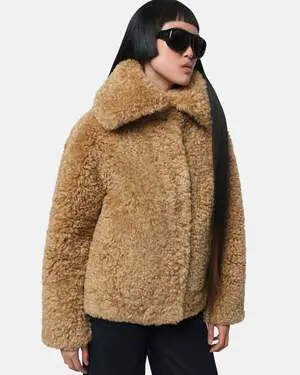 Apparis Collins Recycled Bouclette Faux Shearling Coat - Camel