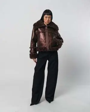 Apparis Metallic Mixed Media Short Coat - Bronze/shadow