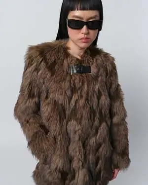 Apparis Petra Patchwork Faux Fur Coat