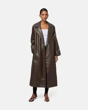 Apparis Lana Sans Leather Trench Coat - Deep Brown